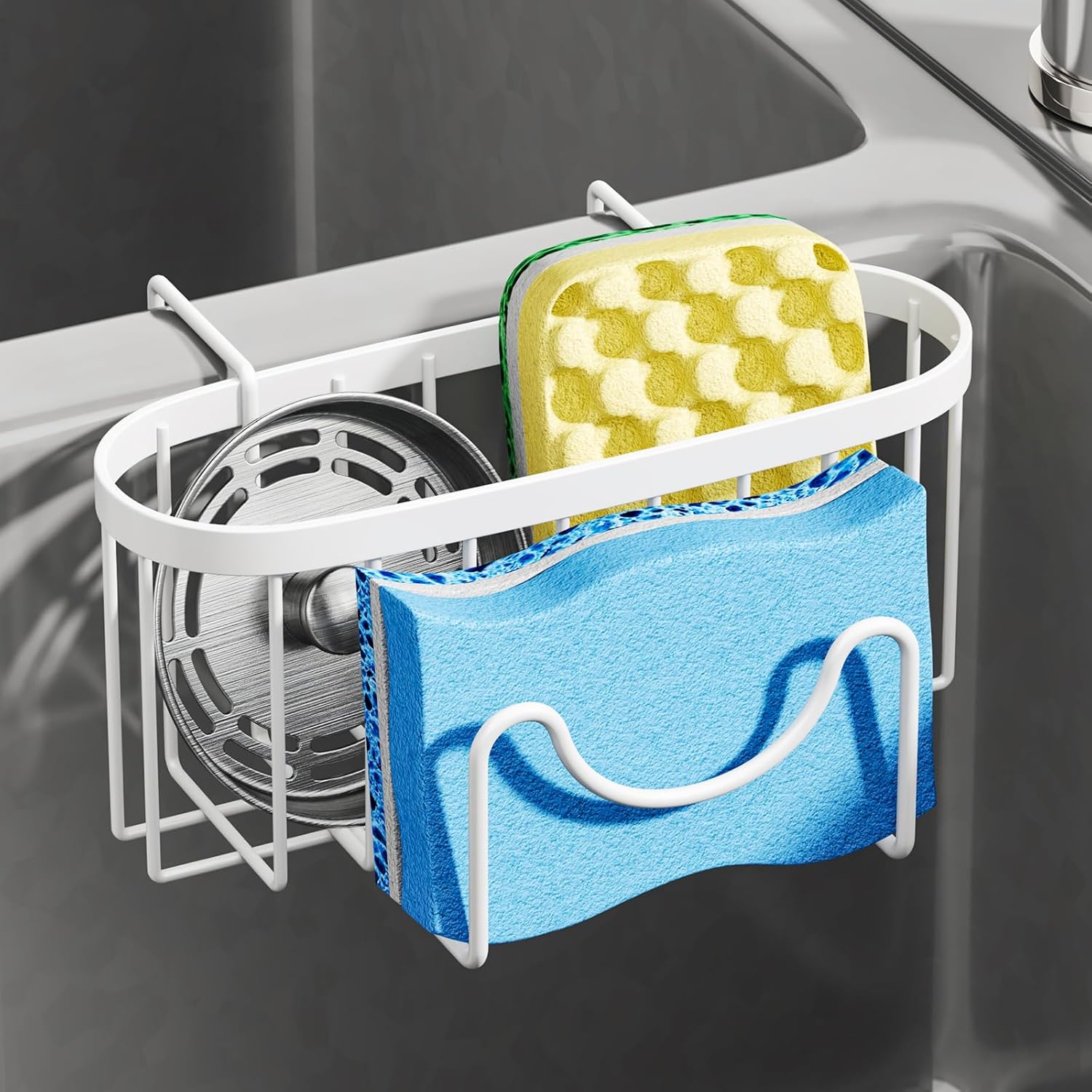 Amazon.com - SWTYMIKI Sponge Holder for Kitchen Sink - Movable Kitchen ...