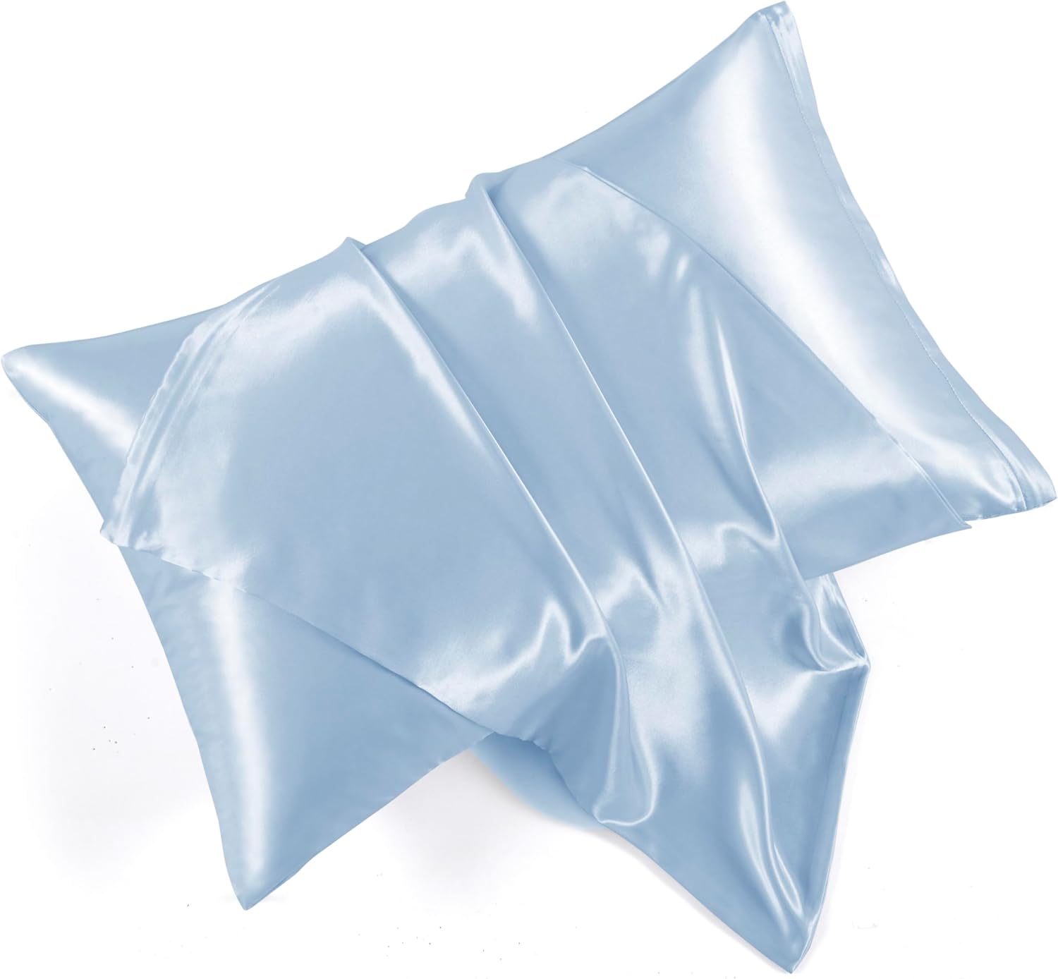 Amazon.com: HommxJF Light Blue Satin Pillowcases with Zipper （20x30 ...