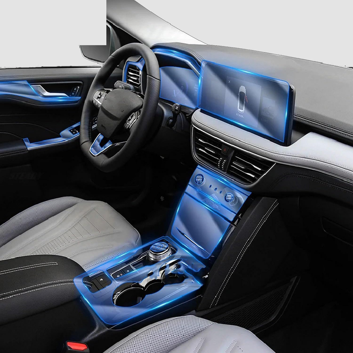Amazon.com: TSMBIKE Car Interior Center Console Transparent TPU ...