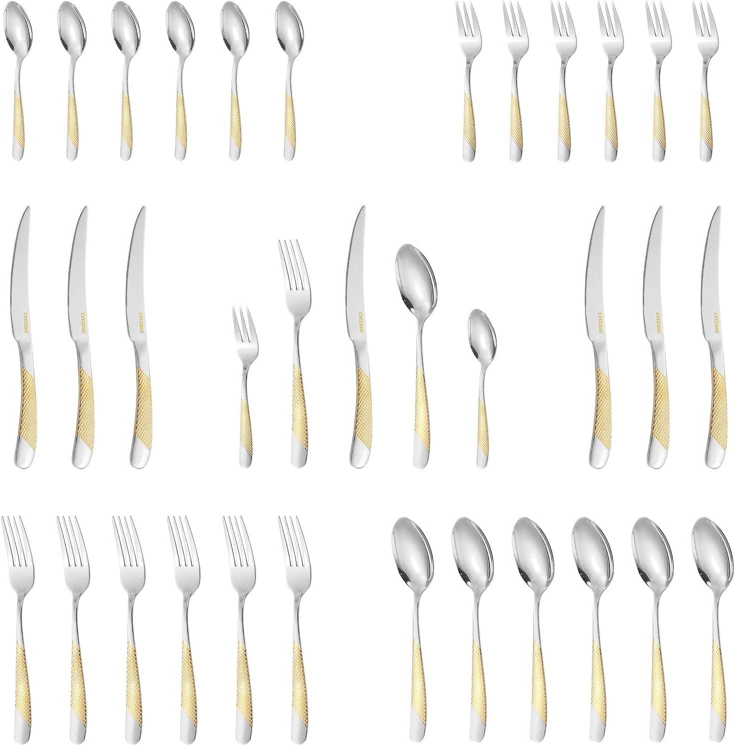 Amazon.com | 24-Piece Silverware Set with Serving Utensils Stainless ...