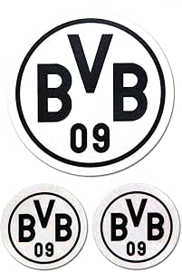 Borussia Dortmund Stickers in black, pack of 3, Film, 9 x 9 x 1 cm ...