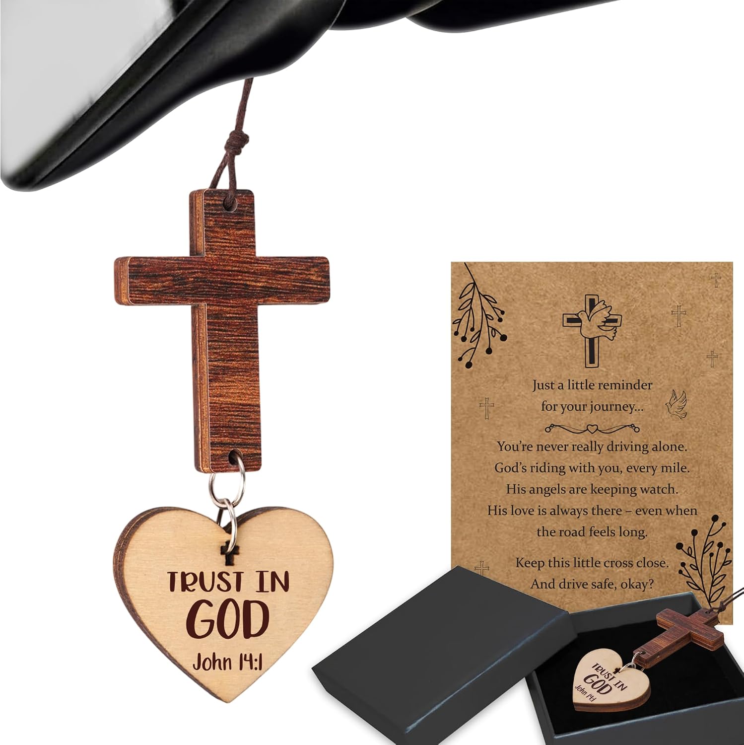 Amazon.com: Bible Verse Car Rearview Hanging Cross Ornament, Cross for ...