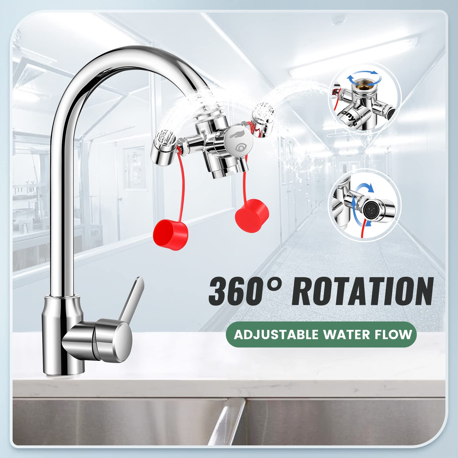 Snapklik.com : Huanyu Faucet Mounted Eyewash Station 360Rotation ...