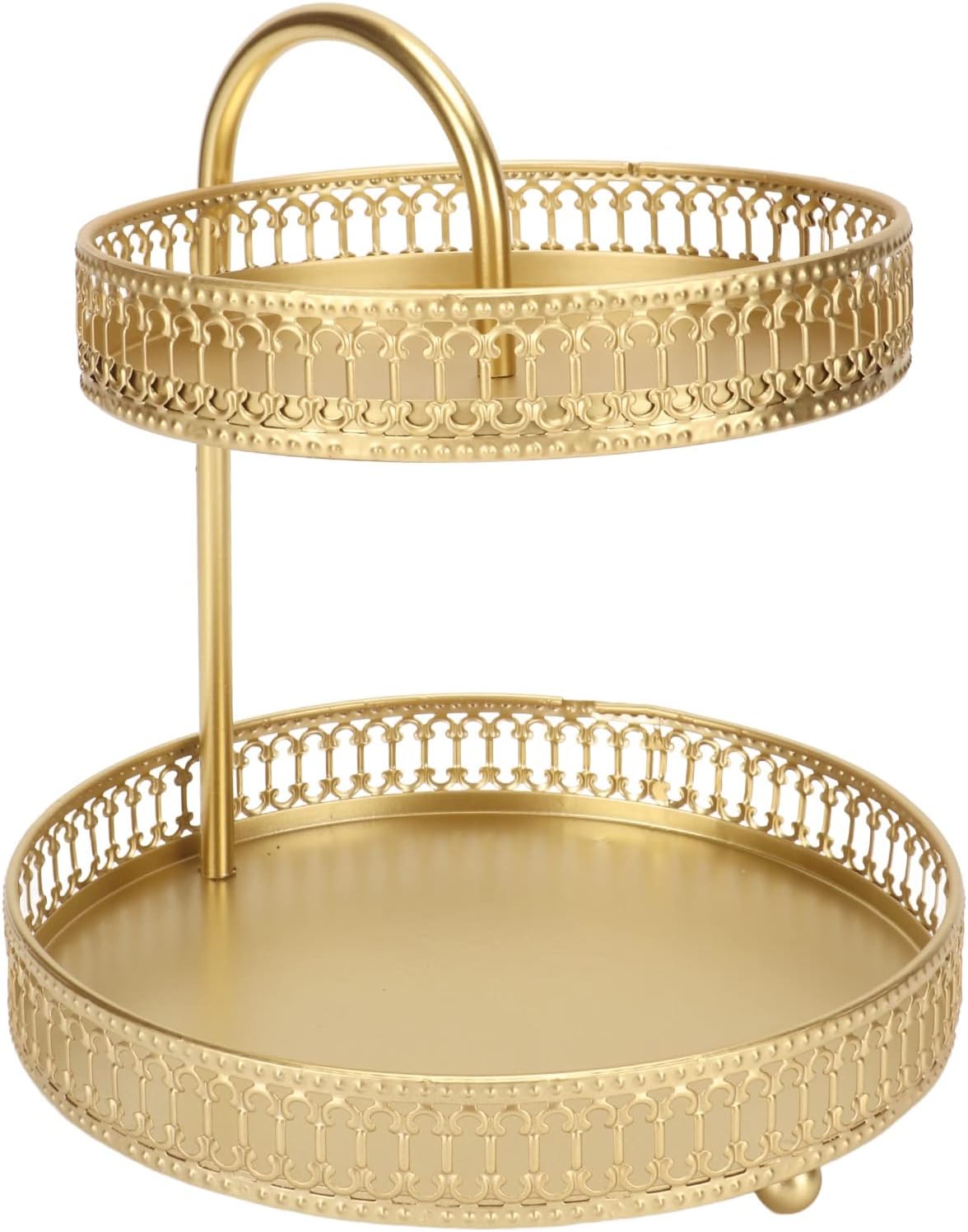 Gold Cake Stand Set, 2 Tier Metal Round Cupcake Holder Dessert Display ...