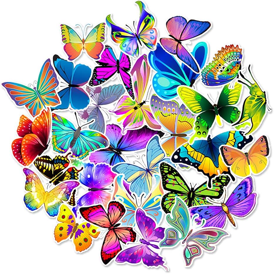 Amazon.com: Tuqiso 50PCS Butterfly Stickers Pack, Colorful Lovely ...