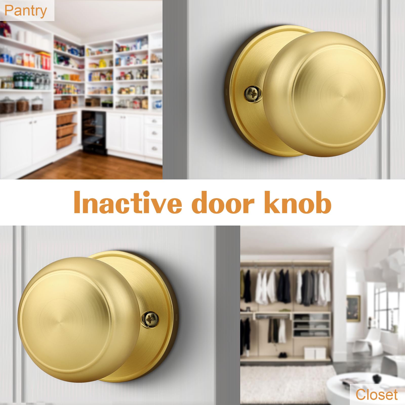 Snapklik.com : Gold Door Knob One Side 10 Pack, Fake Door Handles Dummy ...