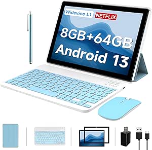 Amazon.com : RUIQIAI 2024 Newest Android 13 Tableta, 2 in 1 Tablet 10 ...