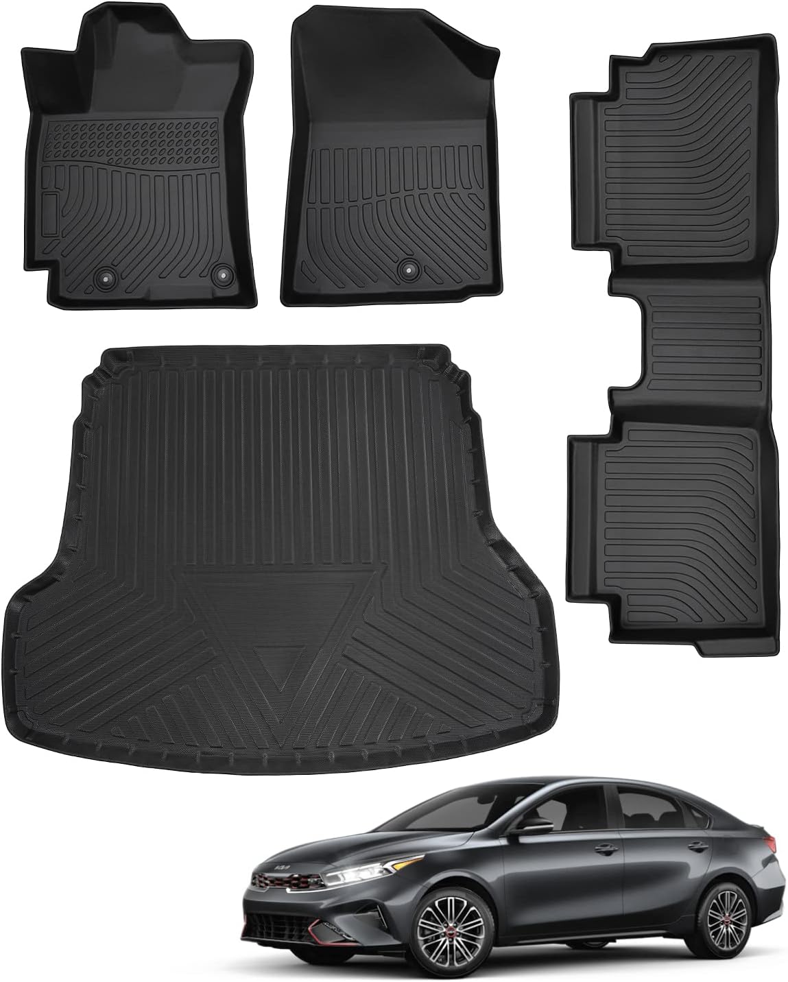 Amazon.com: All Weather Floor Mats Cargo Liner for KIA Forte 2019-2024 ...