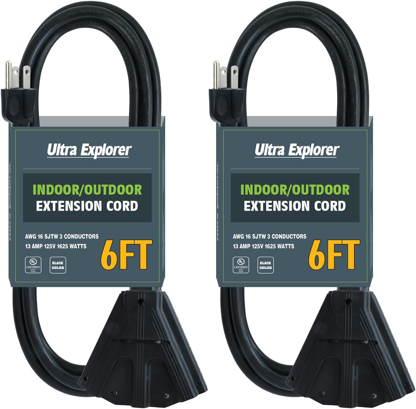 Amazon.com: Ultra Explorer 6 Ft 2 Pack Indoor Extension Cord with 3 ...
