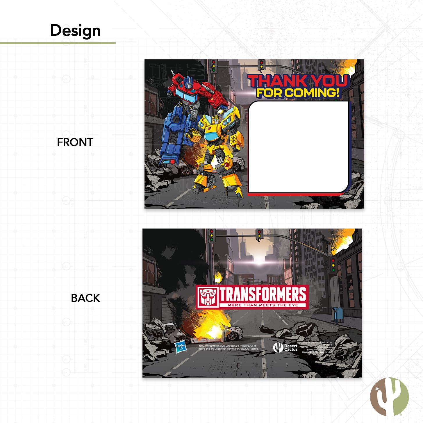 Transformers Thank You Cards