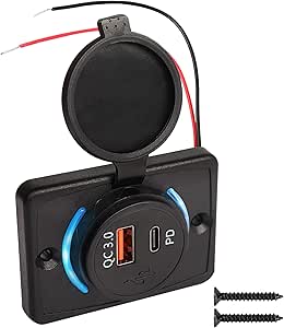 RV USB Outlet, 12 Volt USB Wall Outlet with 18W PD USB-C and Quick ...