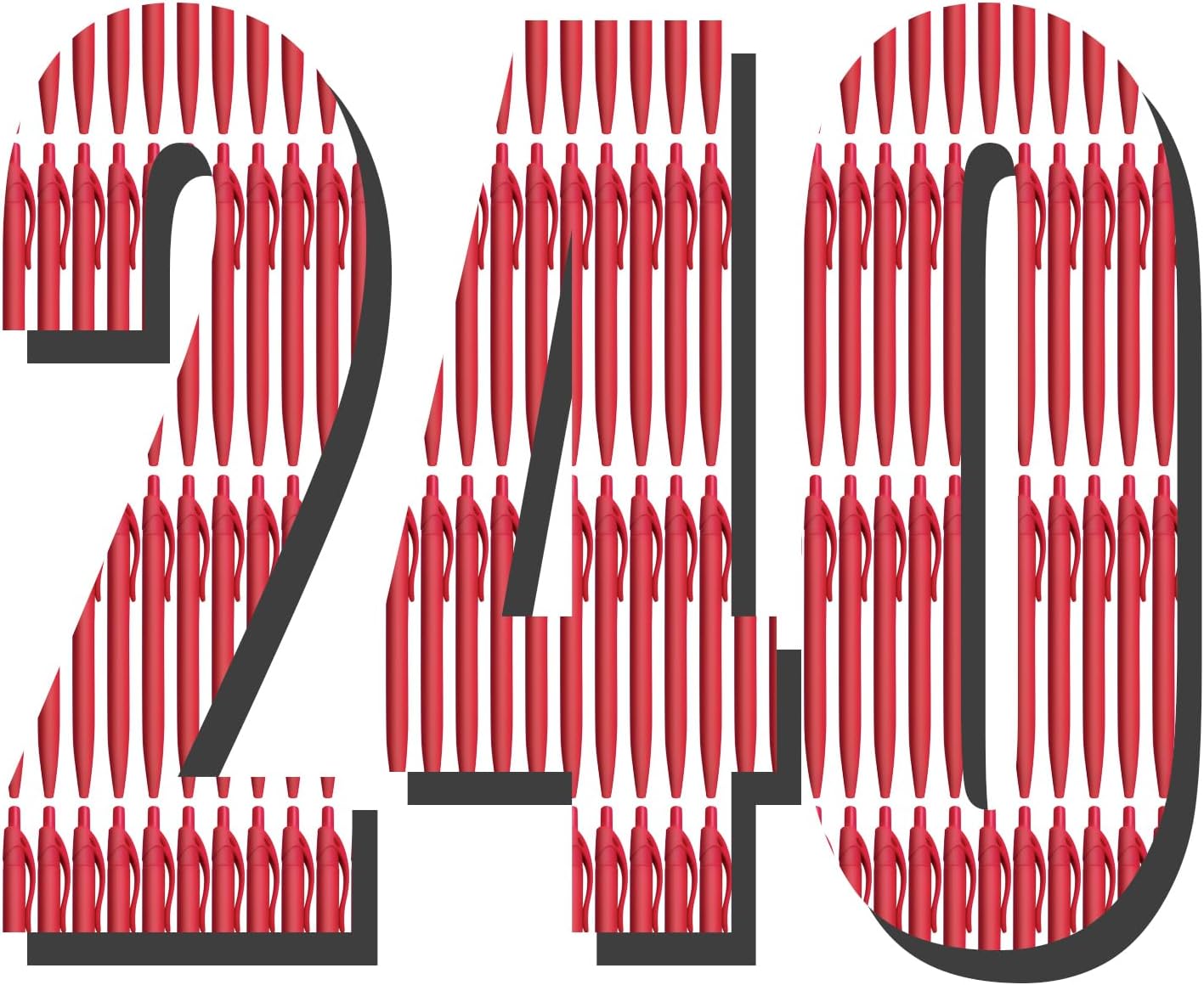 Amazon.com : Aozora Pens Bulk 240 Pack Red Click Pens No Bleed ...