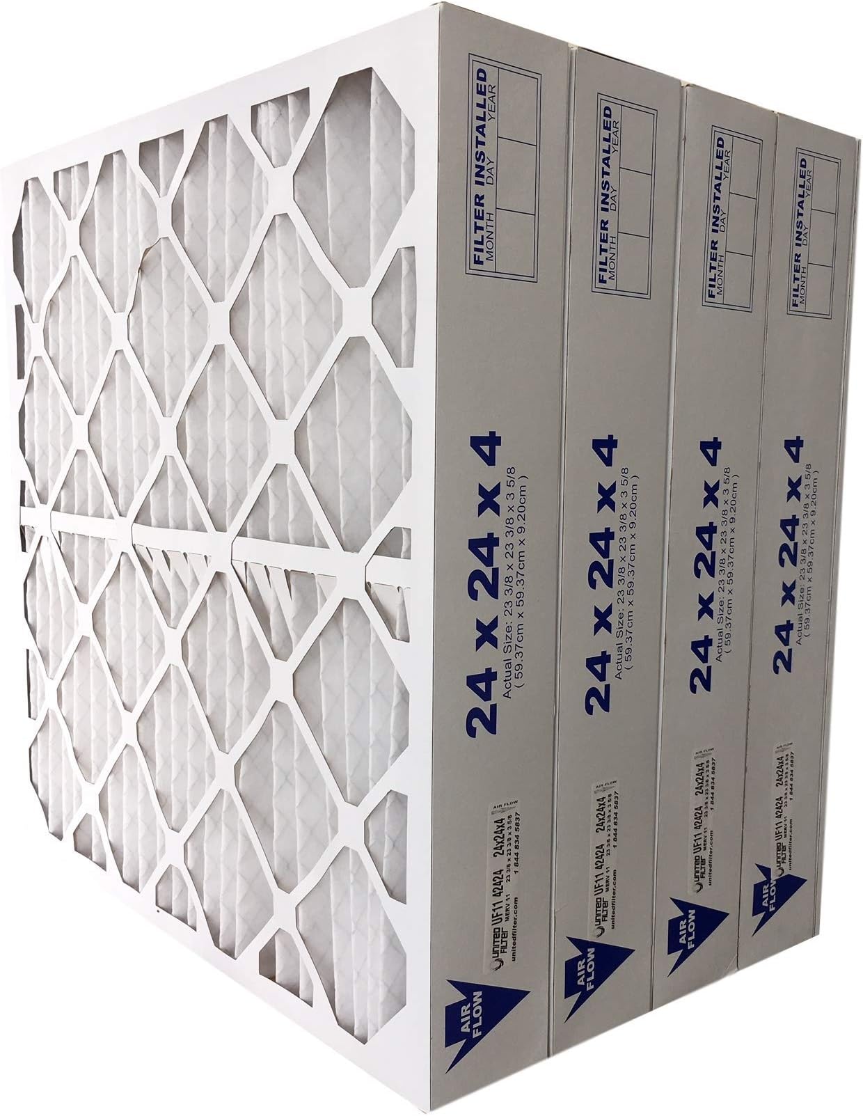 United Filter 24x24x4 MERV 11 Furnace Air Filters (Case of 4) - HVAC ...