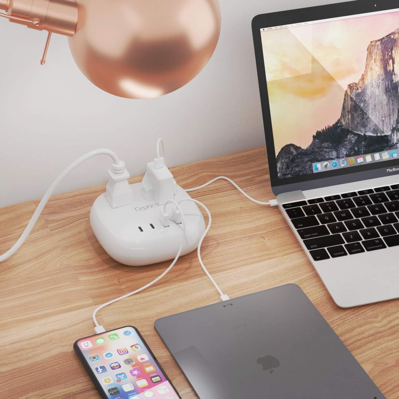 Snapklik.com : Ceptics USB C Power Strip, Compact Surge Protector