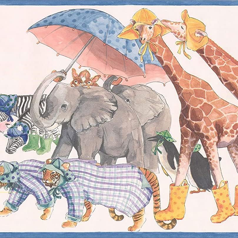 CONCORD WALLCOVERINGS ™ Animal Parade Wallpaper Border, 10.5" x 15 ...