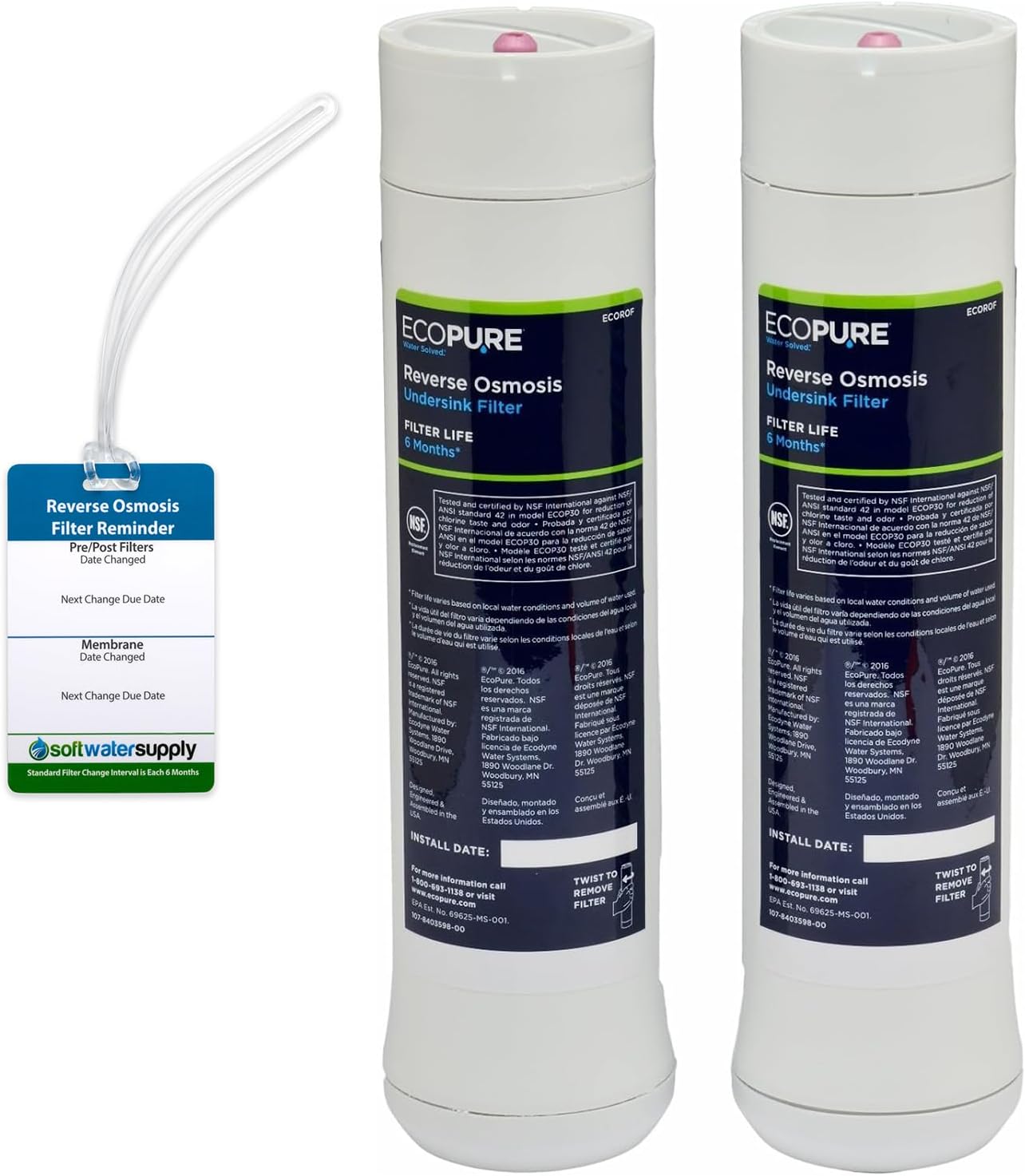 Amazon.com: EcoPure Reverse Osmosis Filter Pair - Includes Pre/Post Filter Set (ECOROF ...