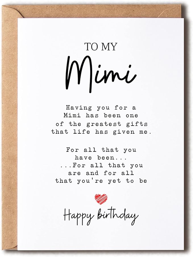 Amazon.com : To My Mimi - Mimi Birthday Card - Mimi Is The Greatest ...