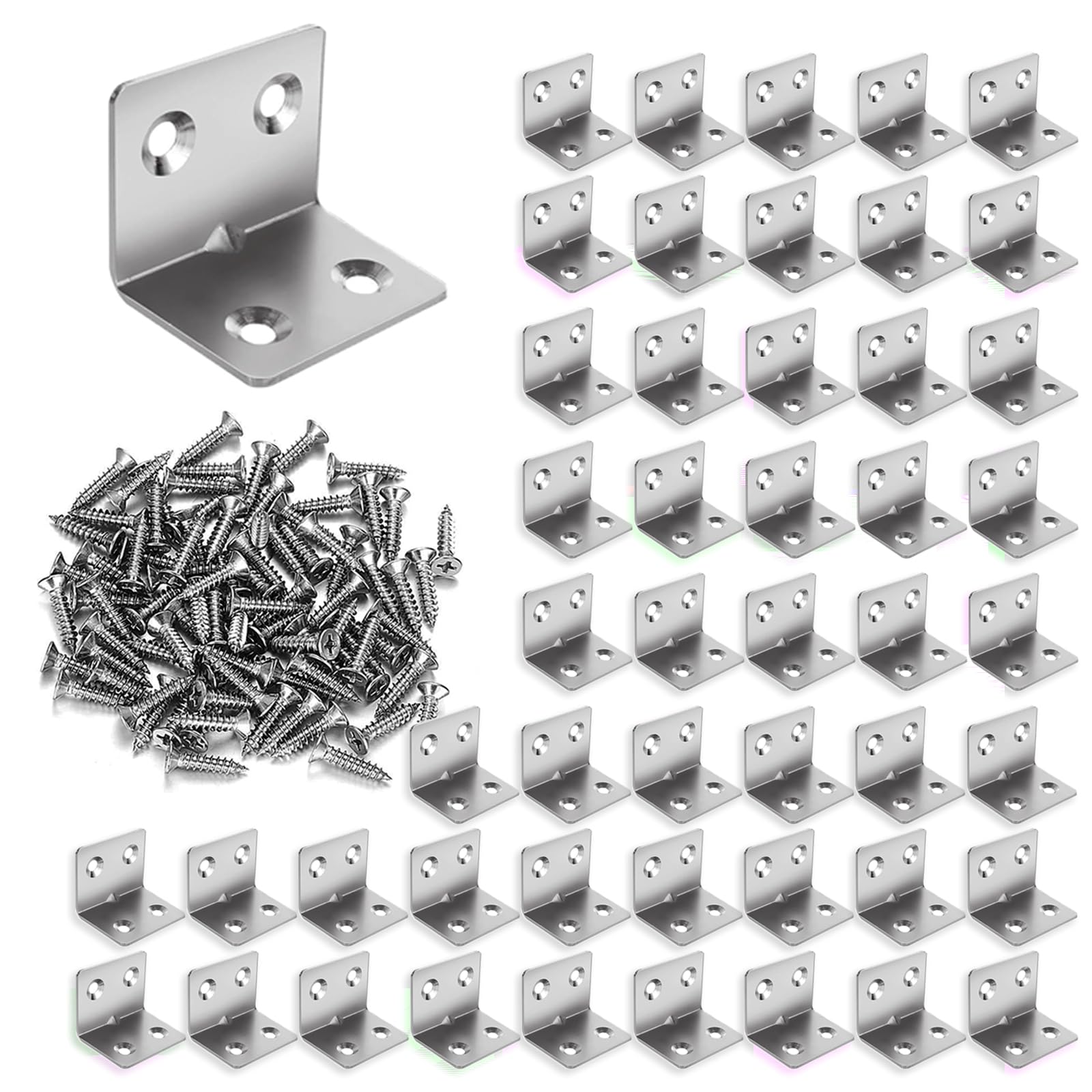 Buy Corner Brackets for Wood, 50PCS Angle Brackets 30mm Heavy Duty L ...