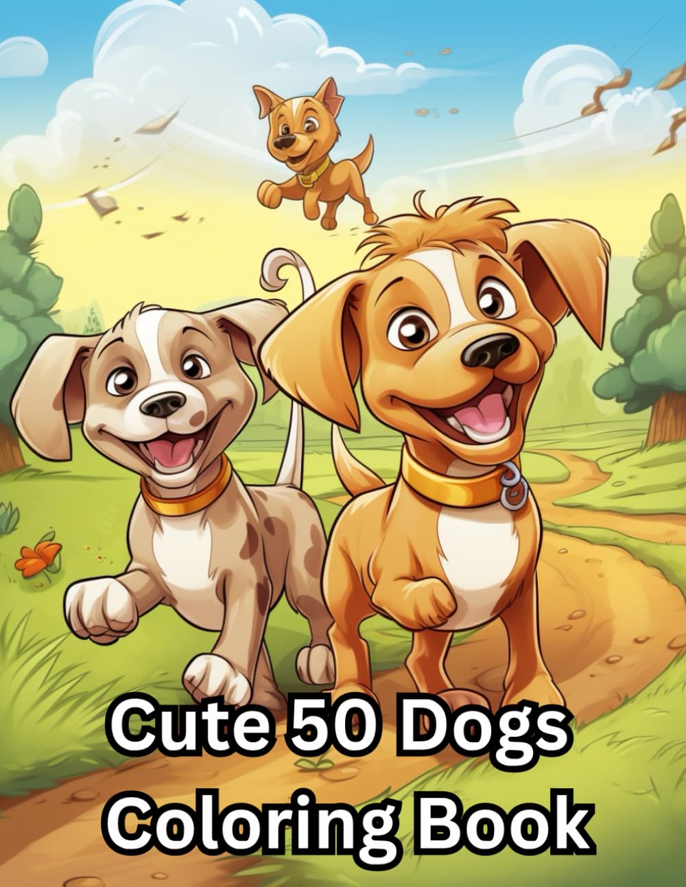 50 Dogs Coloring Book: 50 different types of dog breeds coloring book ...