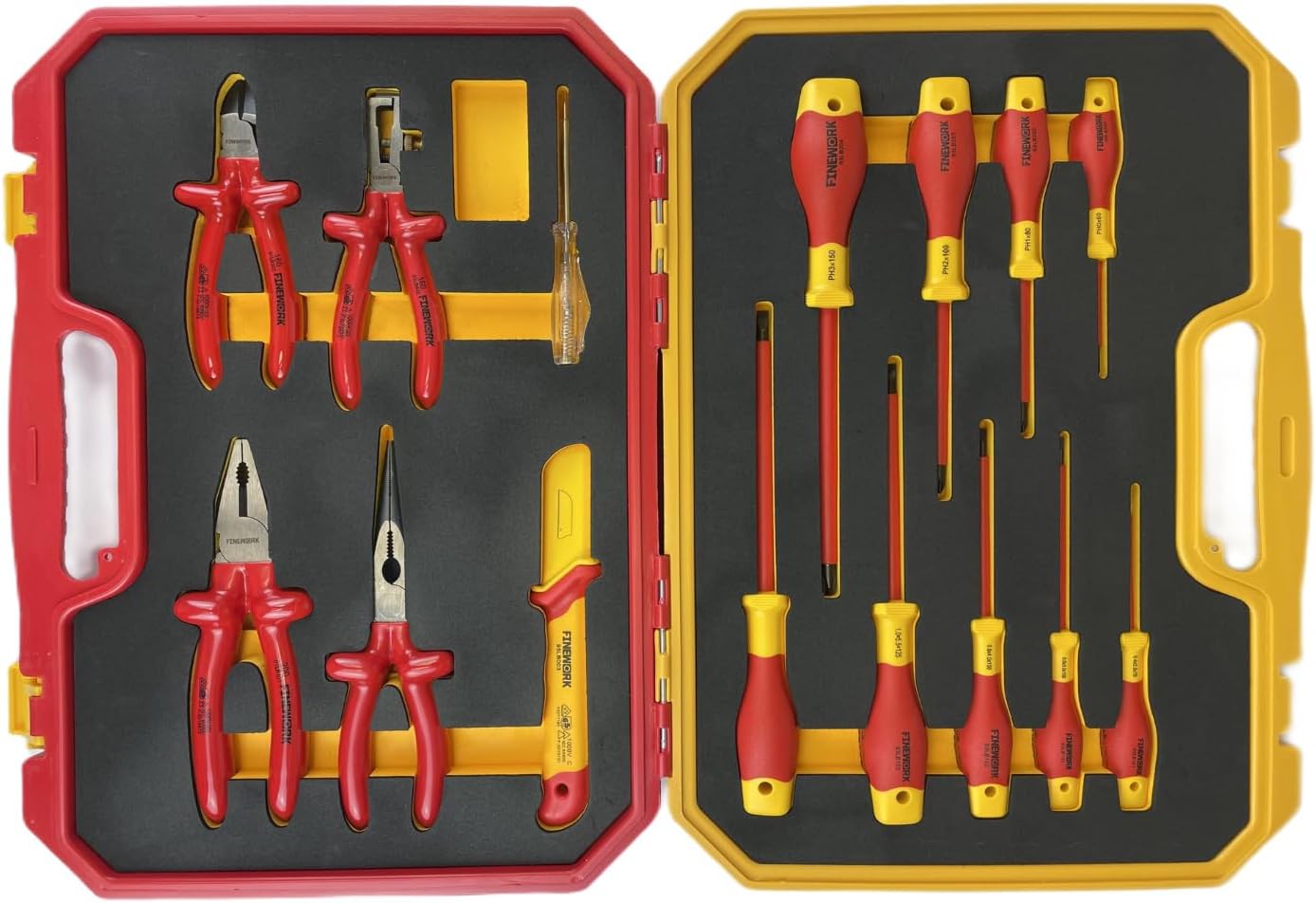 Finework® Set of 15 VDE Screwdriver and Pliers Electrician Torque Tools ...