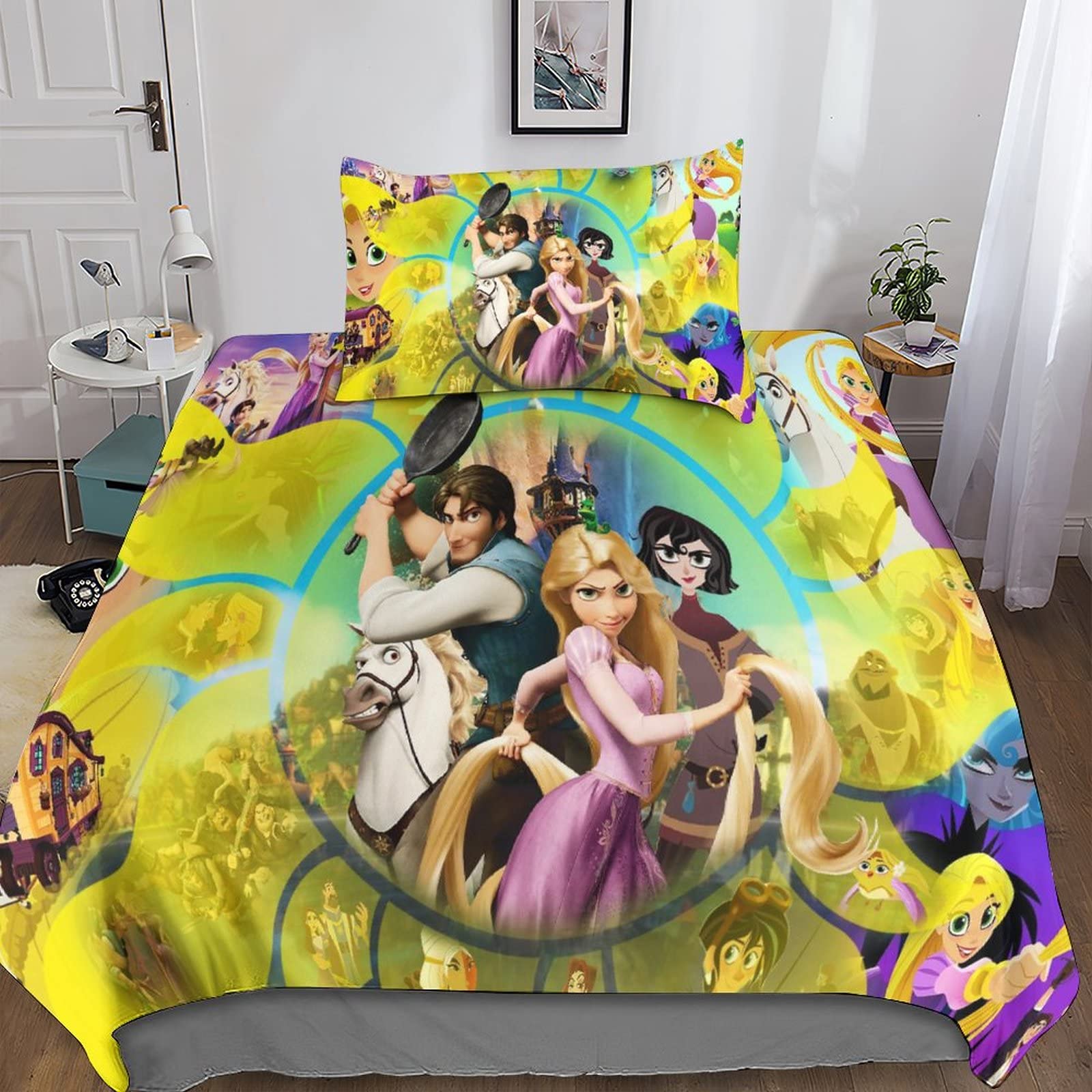 Rapunzel Inspired Bedding Tangled #tangledbedroom #rapunzel #lanterns
