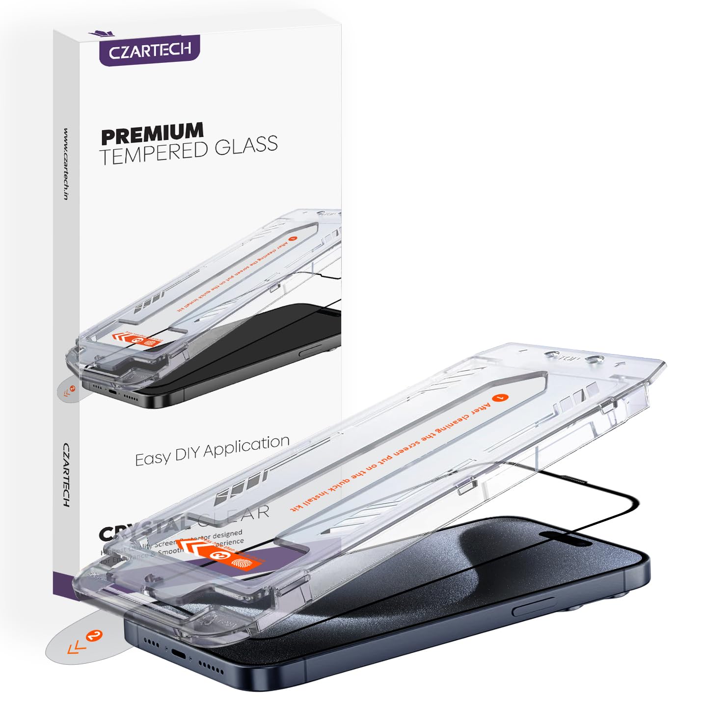 Czartech [Auto Align Quick Fix Tempered Glass For iPhone 15 Pro Screen ...