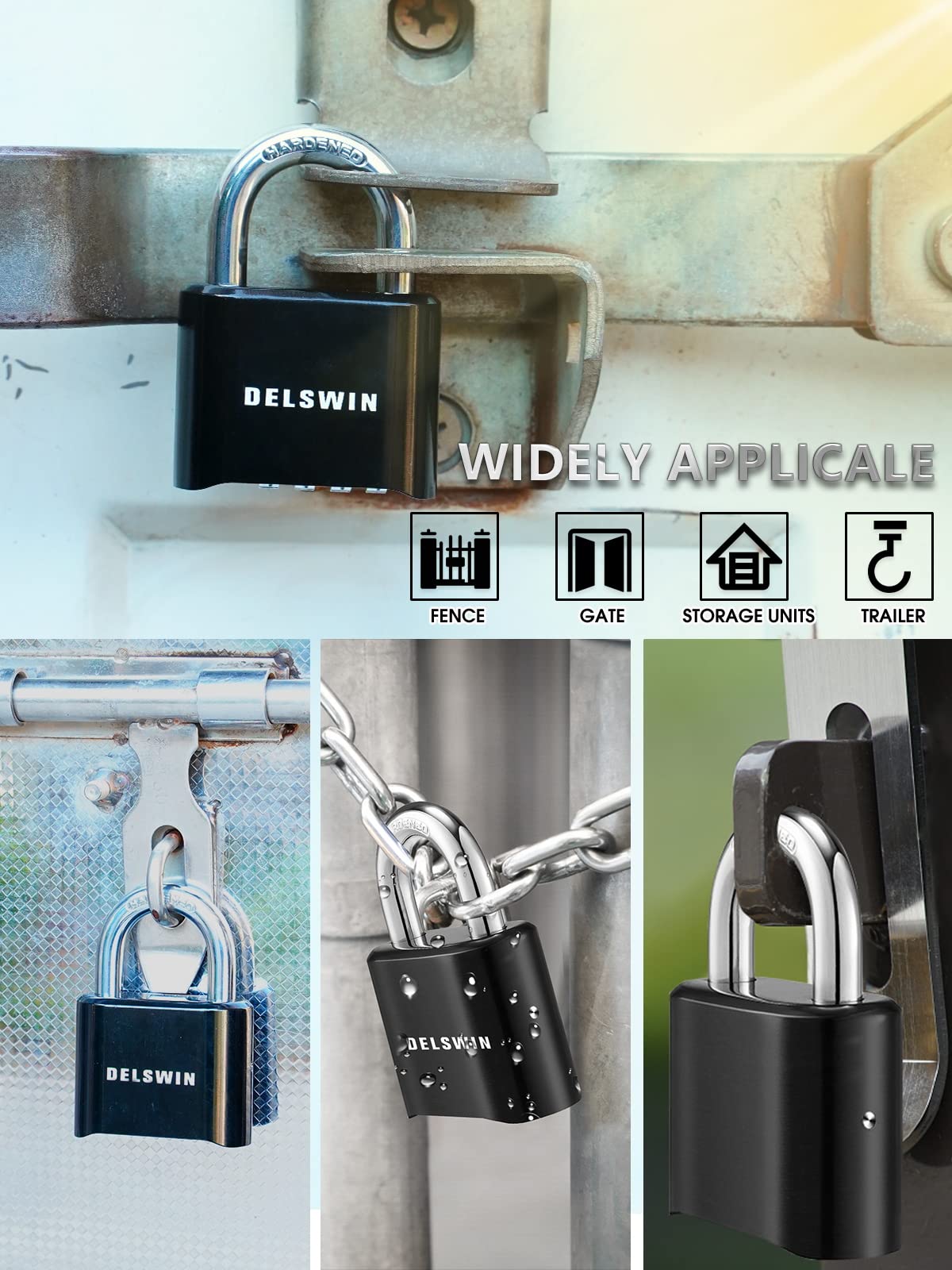 Snapklik.com : DELSWIN 4-Digit Combination Lock Outdoor Padlock - Heavy Duty Locker Lock