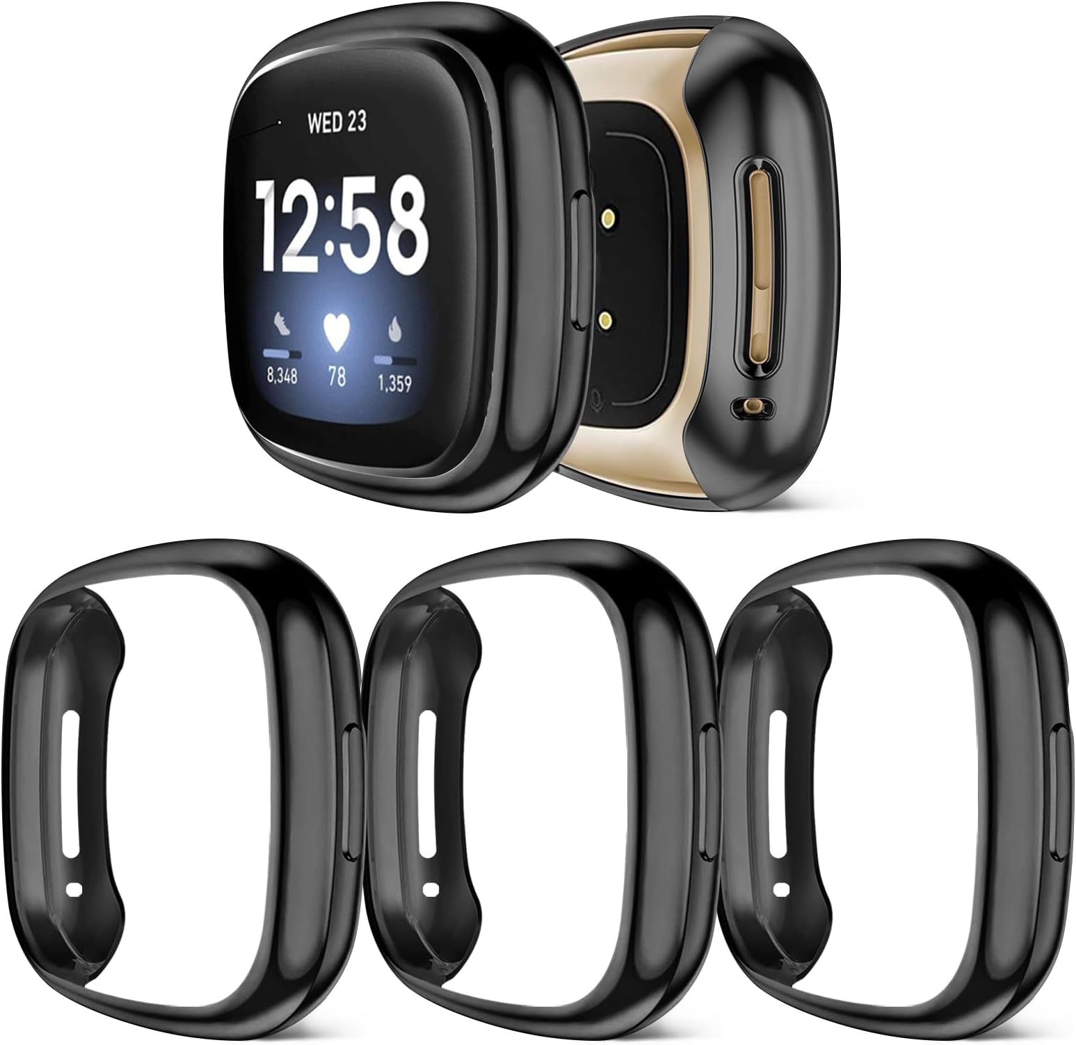 Amazon.com: Fullife 3-Pack TPU Bumper for Fitbit Versa 3 Screen ...