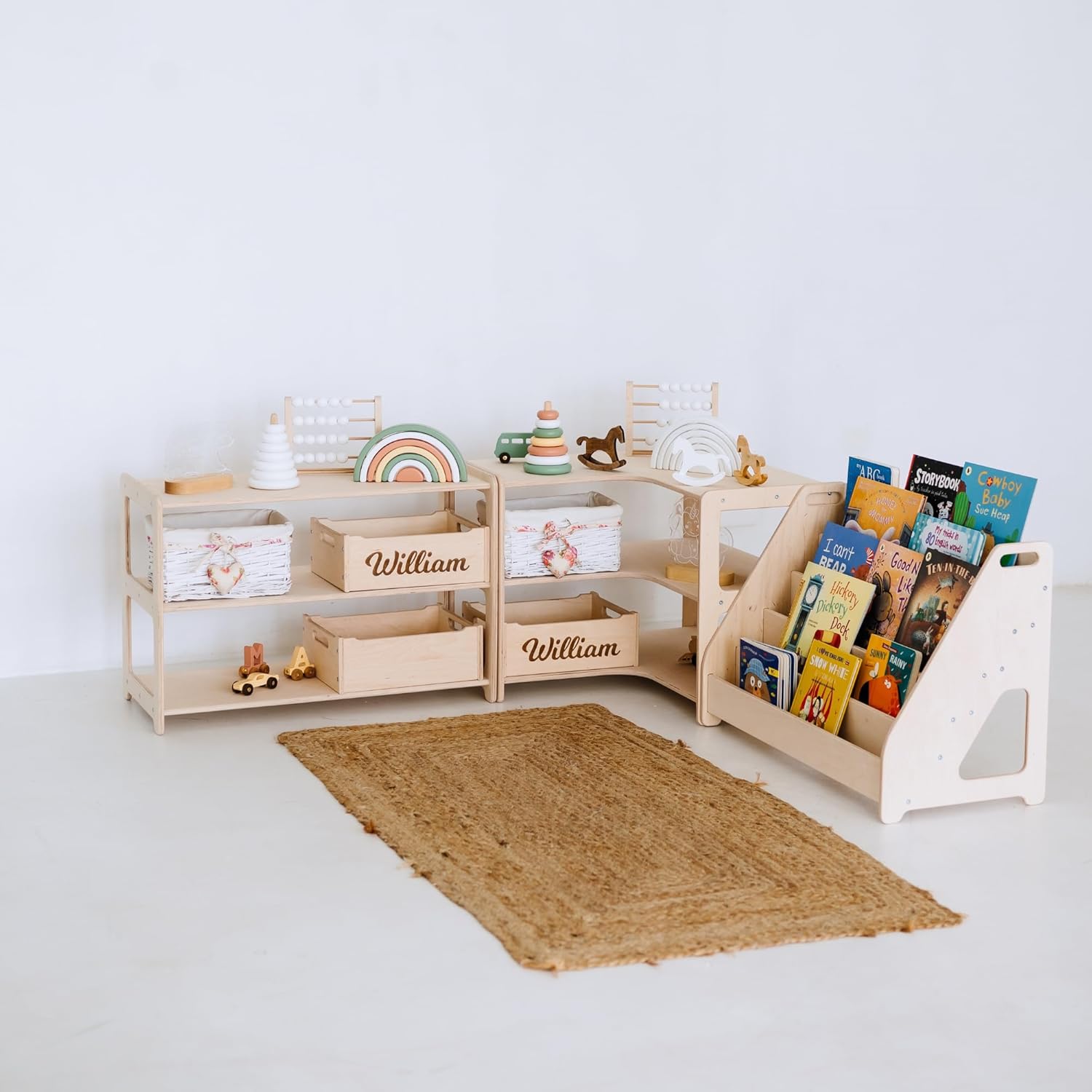 Amazon.com: Montessori Bookshelf + Small Toy Shelf + Corner Toy Shelf ...