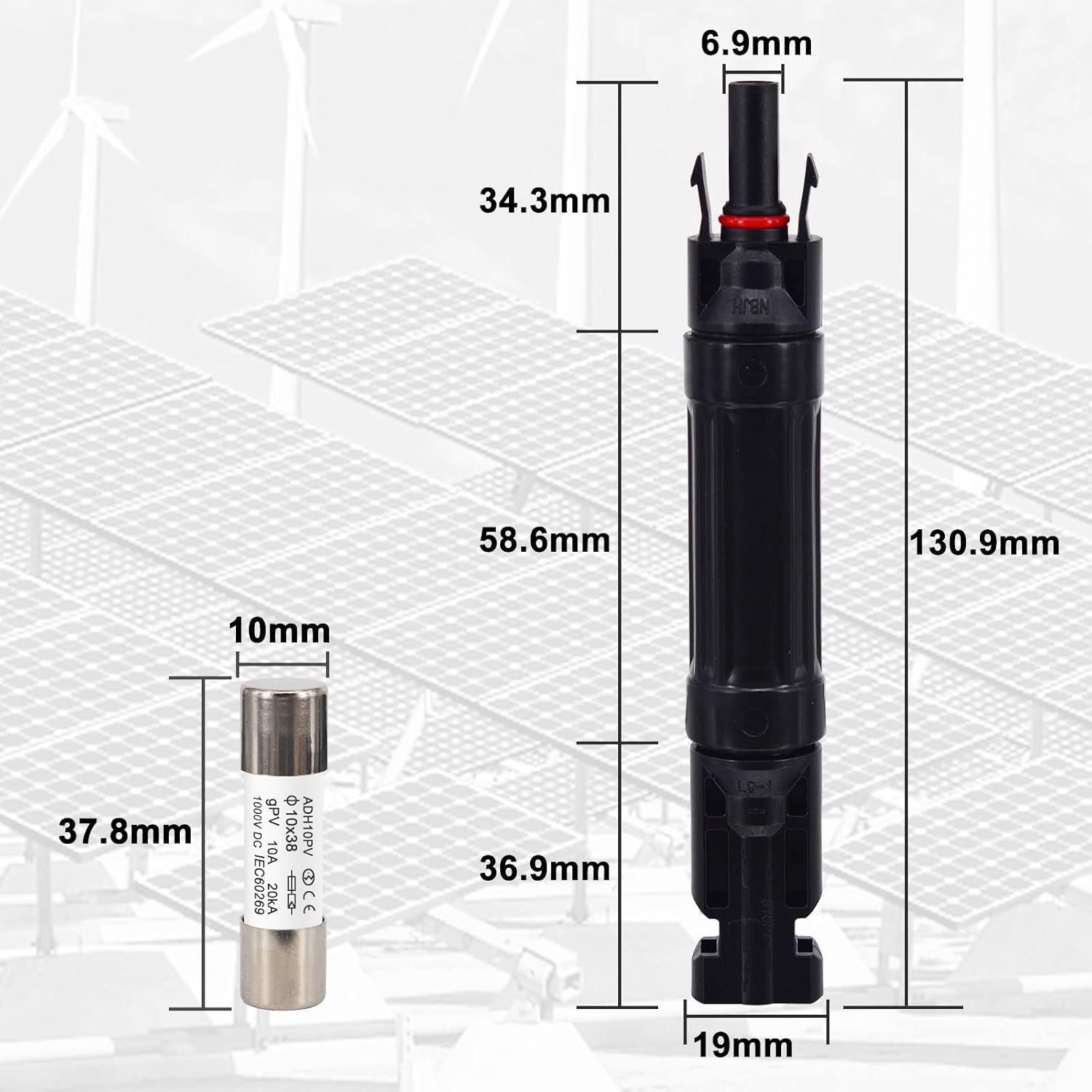 10A Solar Fuse with Male and Female Connector Multi-Contact Ø4 mm Solar ...