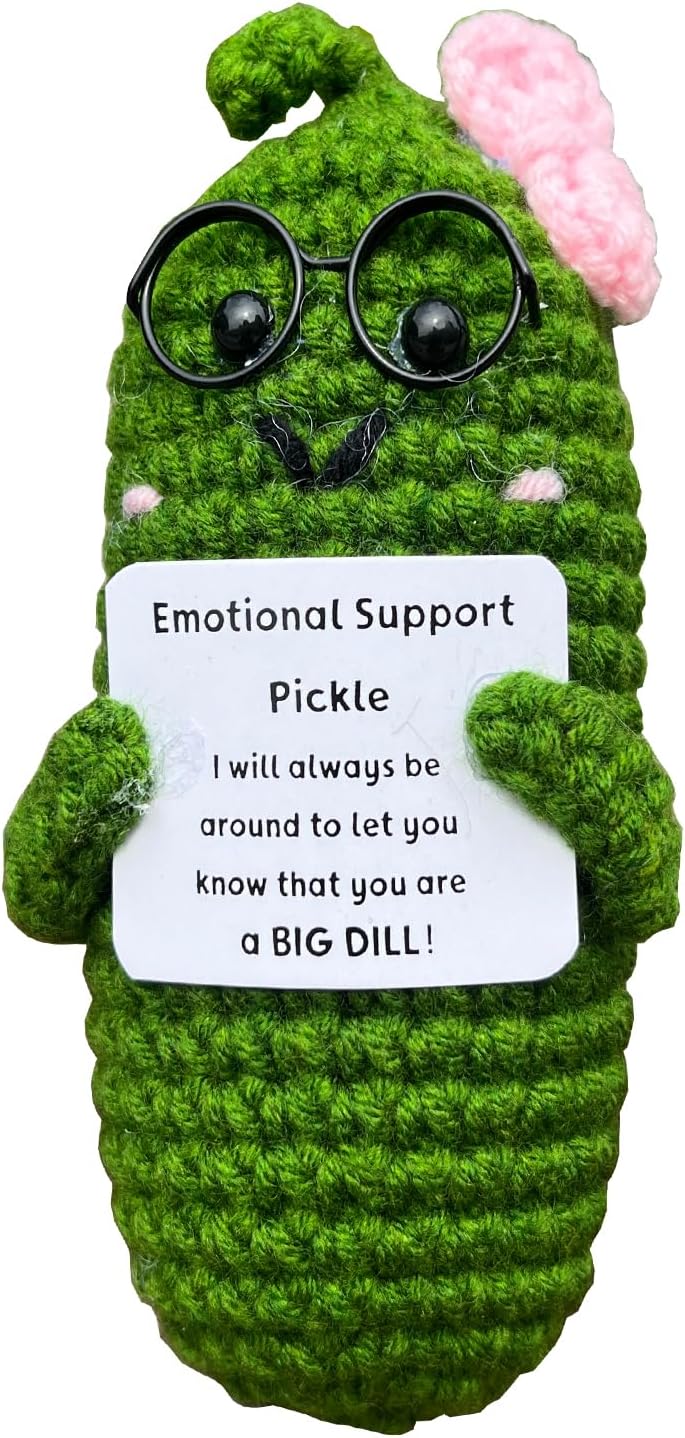 Emotional Support Pickle Gift Cucumber Handmade Crochet, Cute Positive ...