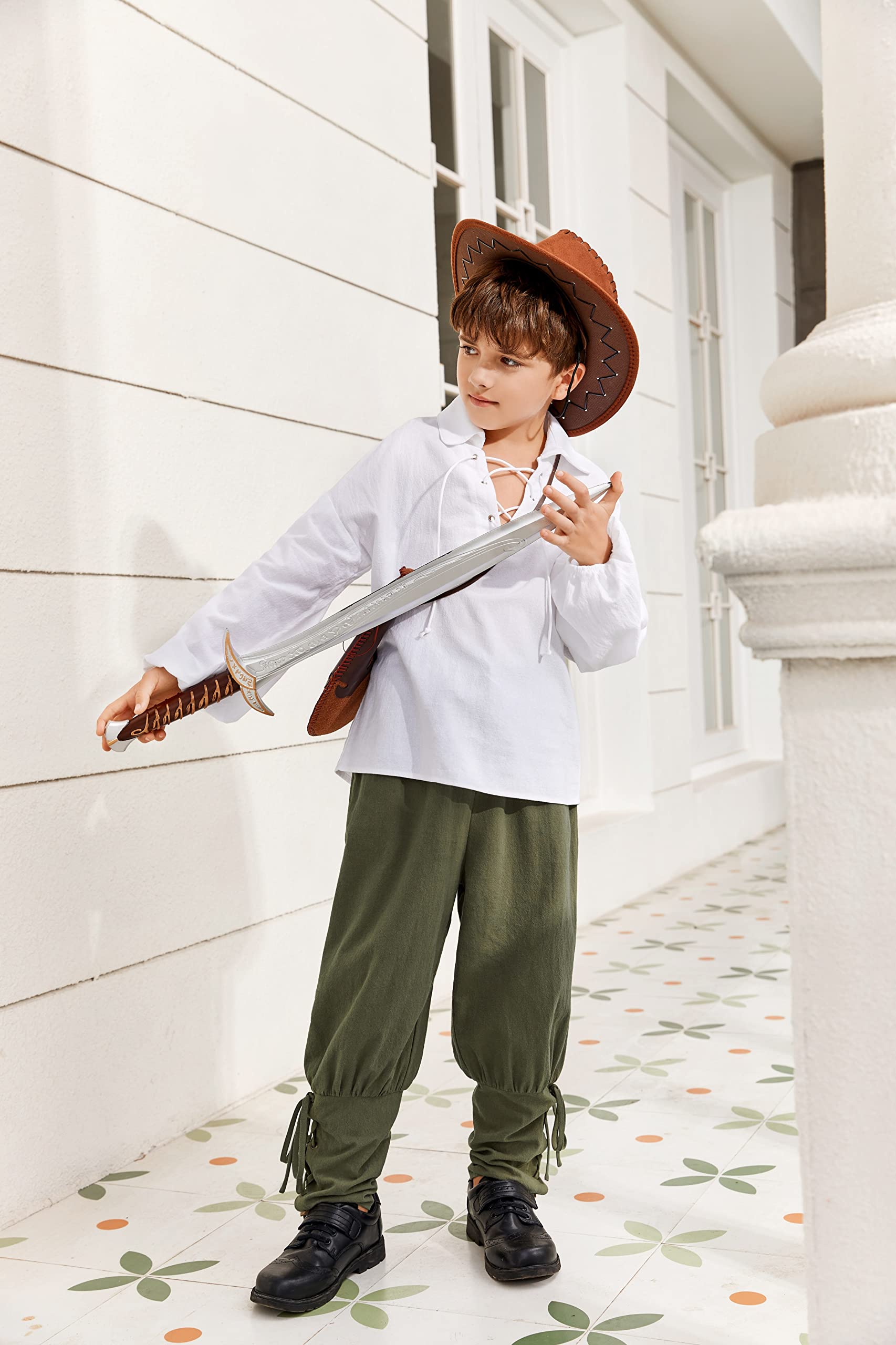 Bbalizko Boys Medieval Pirate Shirt Kids Renaissance Lace up Halloween ...