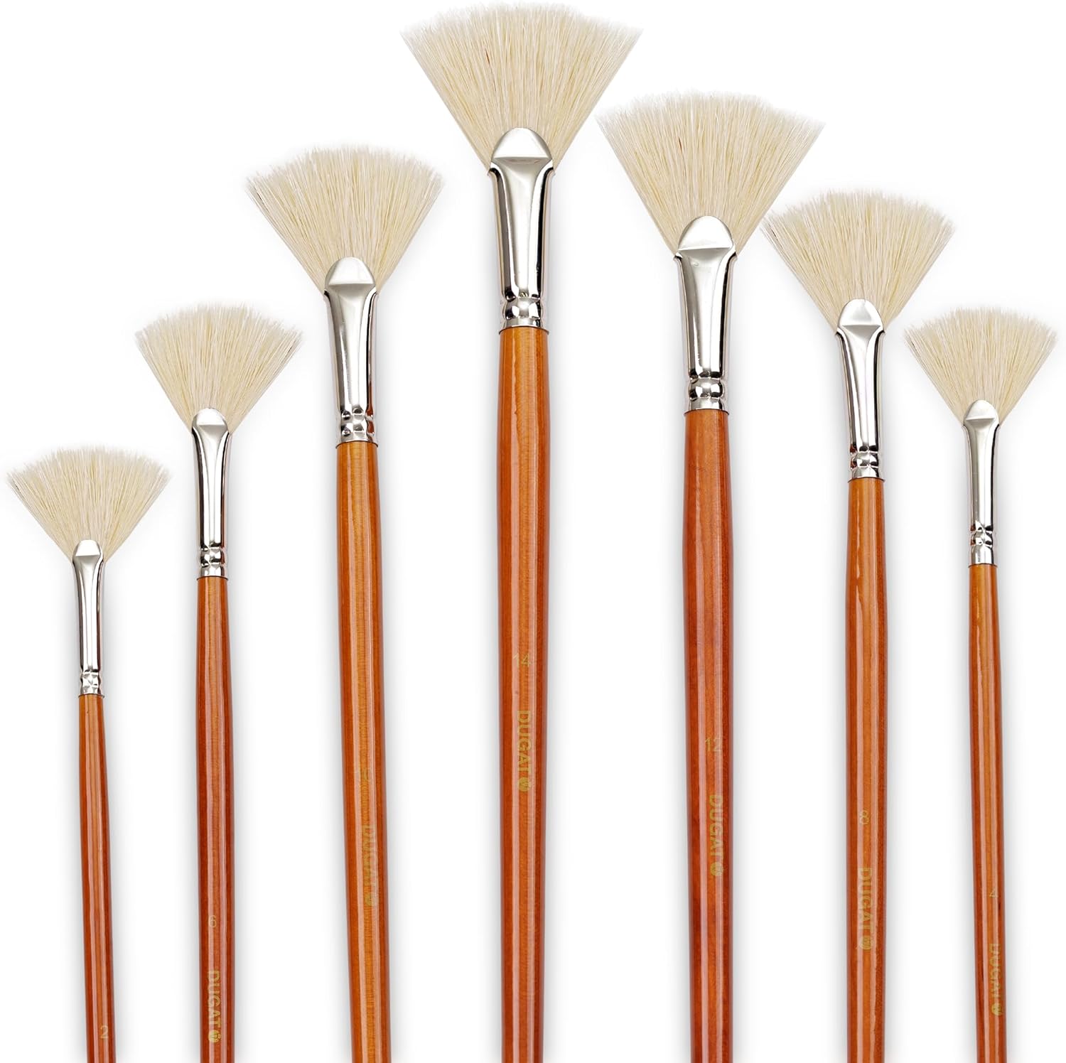 Amazon.com: DUGATO Artist Fan Paint Brush Set of 7, White Hog Bristle ...