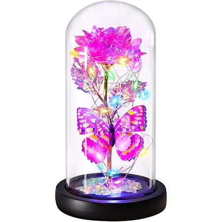 Amazon.com: Gifts for Women, Birthday Gifts Galaxy Glass Rose Crystal ...