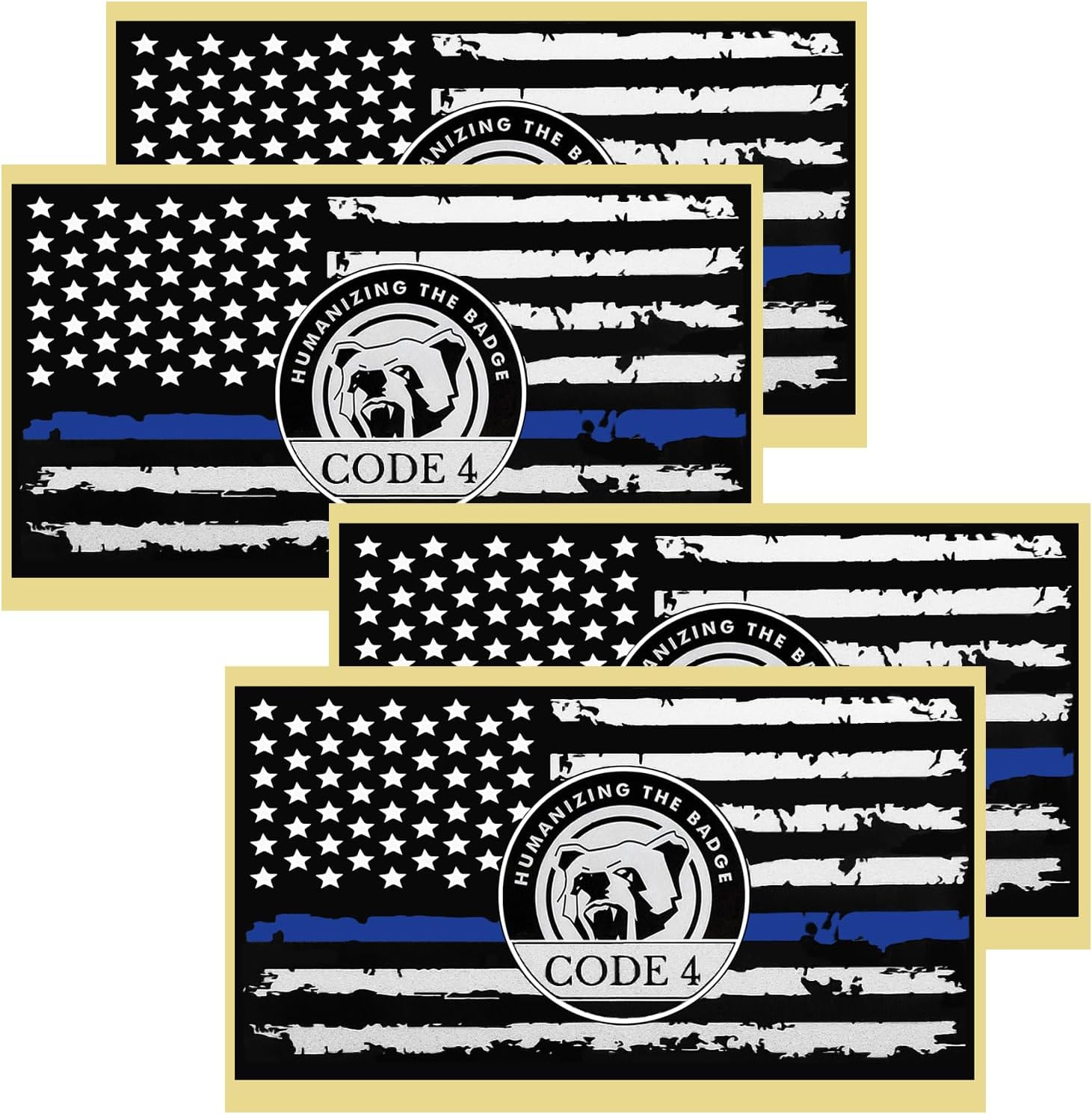 Amazon.com: 4PCs Thin Blue Line Sticker Code 4,Police Support Thin Line ...