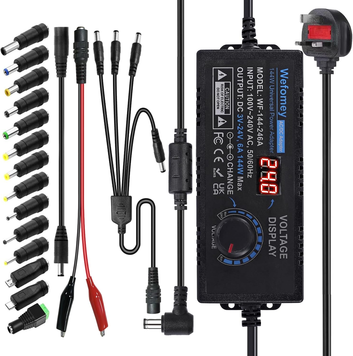 Universal Power Supply 3V~24V 6A 144W Adjustable Variable 3V 5V 9V 12V 18V 20V 24V AC/DC Adapter ...