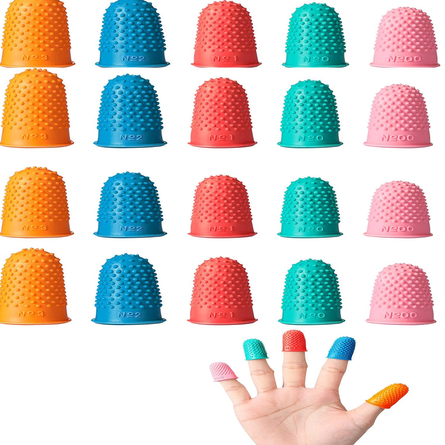CAVLA 20 Pieces Rubber Fingers Tip Pads Grips, Non-slip Latex Finger ...
