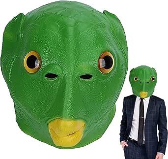 Fish Head Covers - Green Fish Head Full Latex Face Cover | Realistic ...