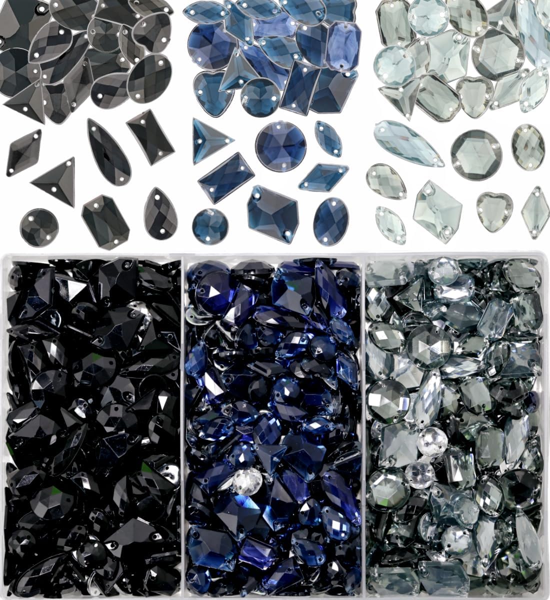 Amazon.com: Sinyanail 950 Pcs Gradient 3 Colors Acrylic Large Sew on ...