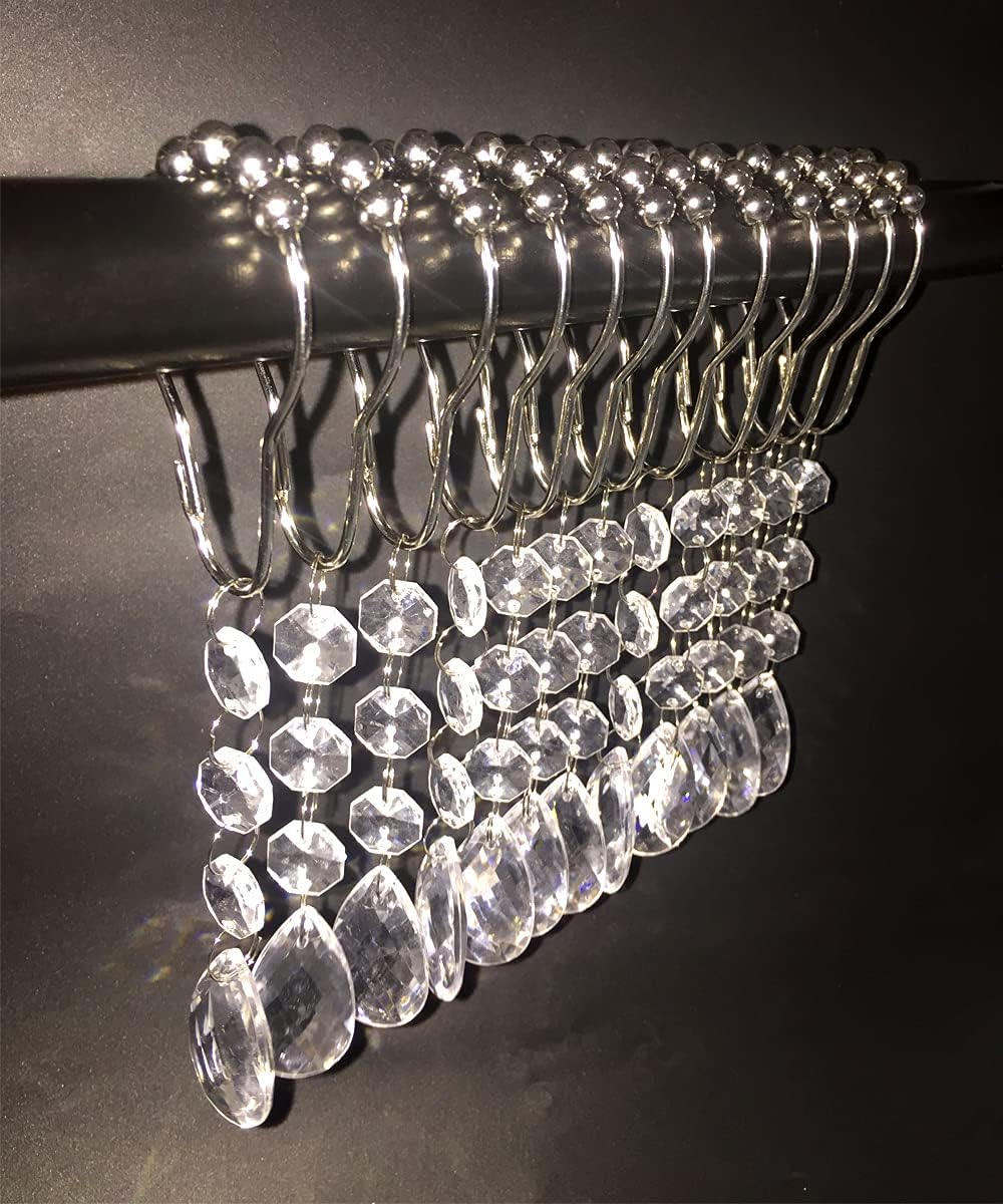 Amazon.com: Xshelley Acrylic Diamond Shower Curtain Hooks Rings - Cute ...