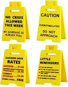 Amazon.com: 4 Pcs Caution Overstimulated Desk Signs, 3D Printed Funny ...