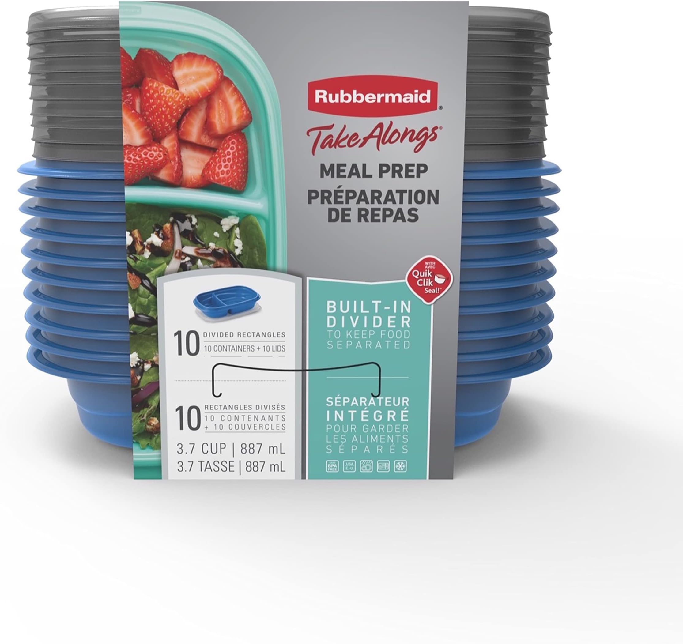 Amazon.com: Rubbermaid® TakeAlongs® Divided Base Container, set of 10 ...