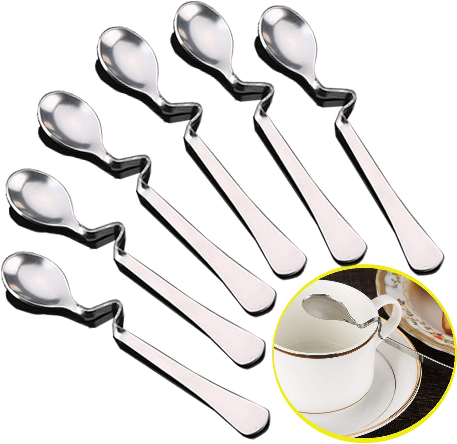 Amazon.com: Set of 6 Hanging Coffee Spoon Creative Bending Handle ...