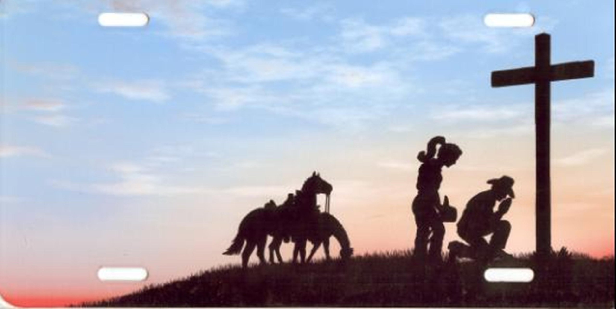 Praying Cowgirl And Horse Silhouette