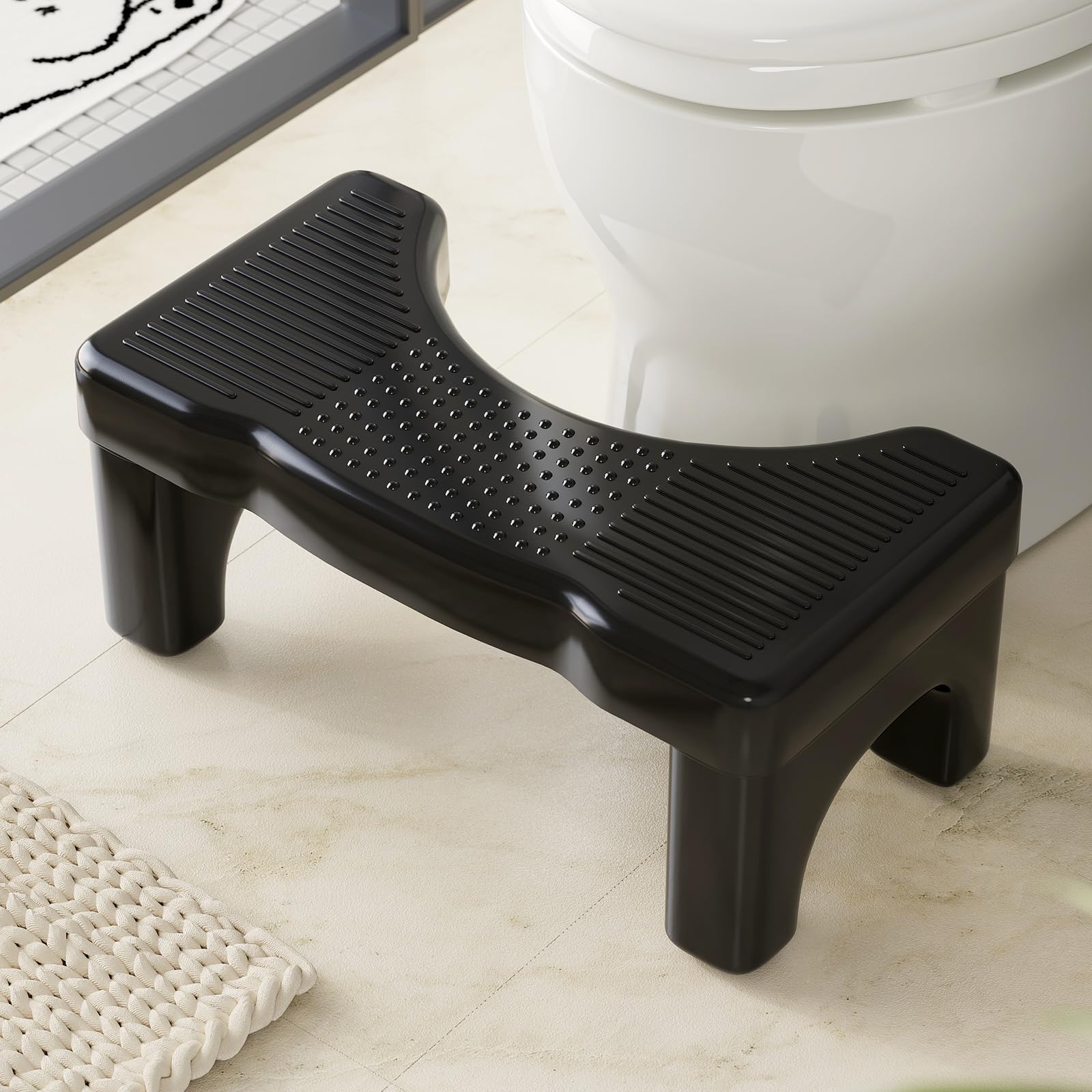 Snapklik.com : Black Toilet Stool Squat Adult, 7" Squatting Poop Stool ...