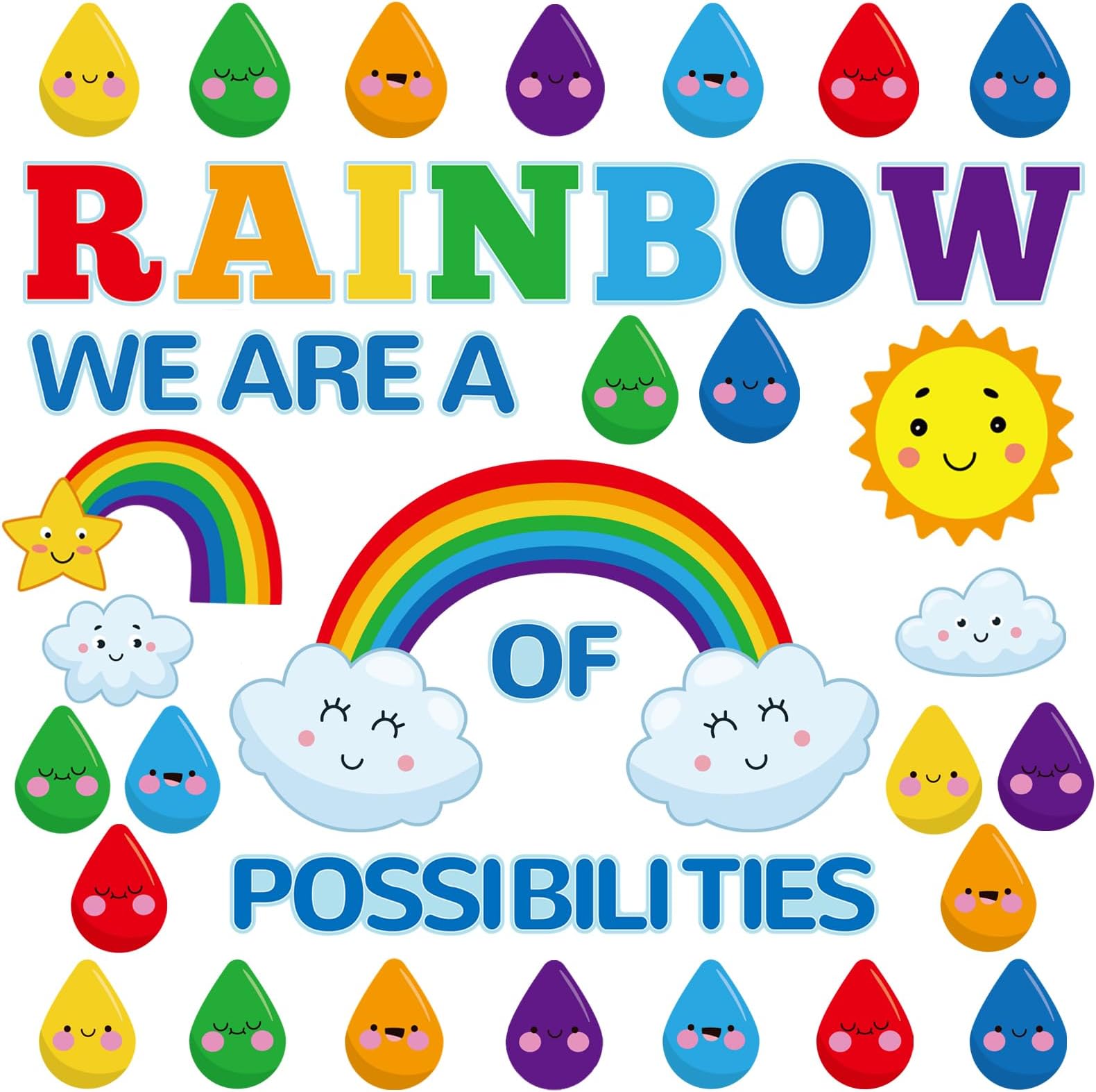 Amazon.com: D24TIME 41Pcs Rainbow Bulletin Board Decorations Sets ...