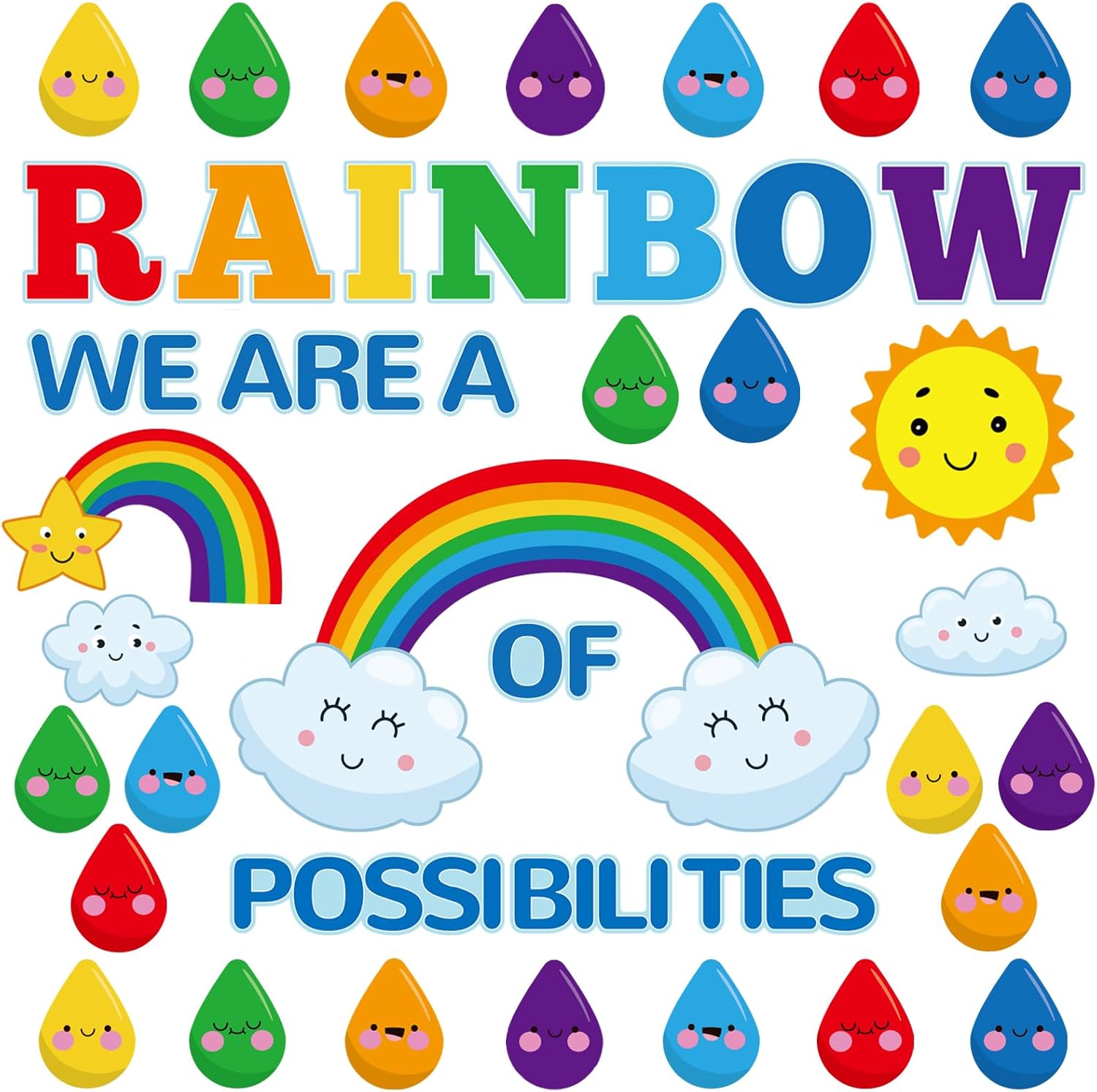 Amazon.com: D24TIME 41Pcs Rainbow Bulletin Board Decorations Sets ...