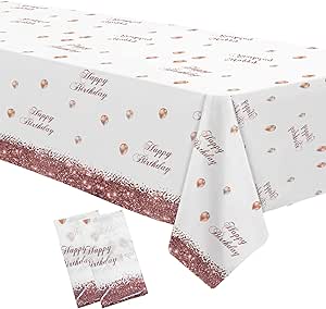 Amazon.com: Xigejob Happy Birthday Decorations Tablecloth, Disposable Birthday Party Supplies ...