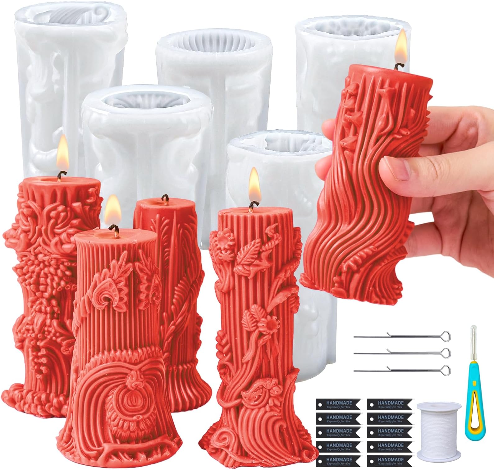 Amazon.com: Pillar Candle Mold for Candle Making Wax Molds 5 pcs Wave ...