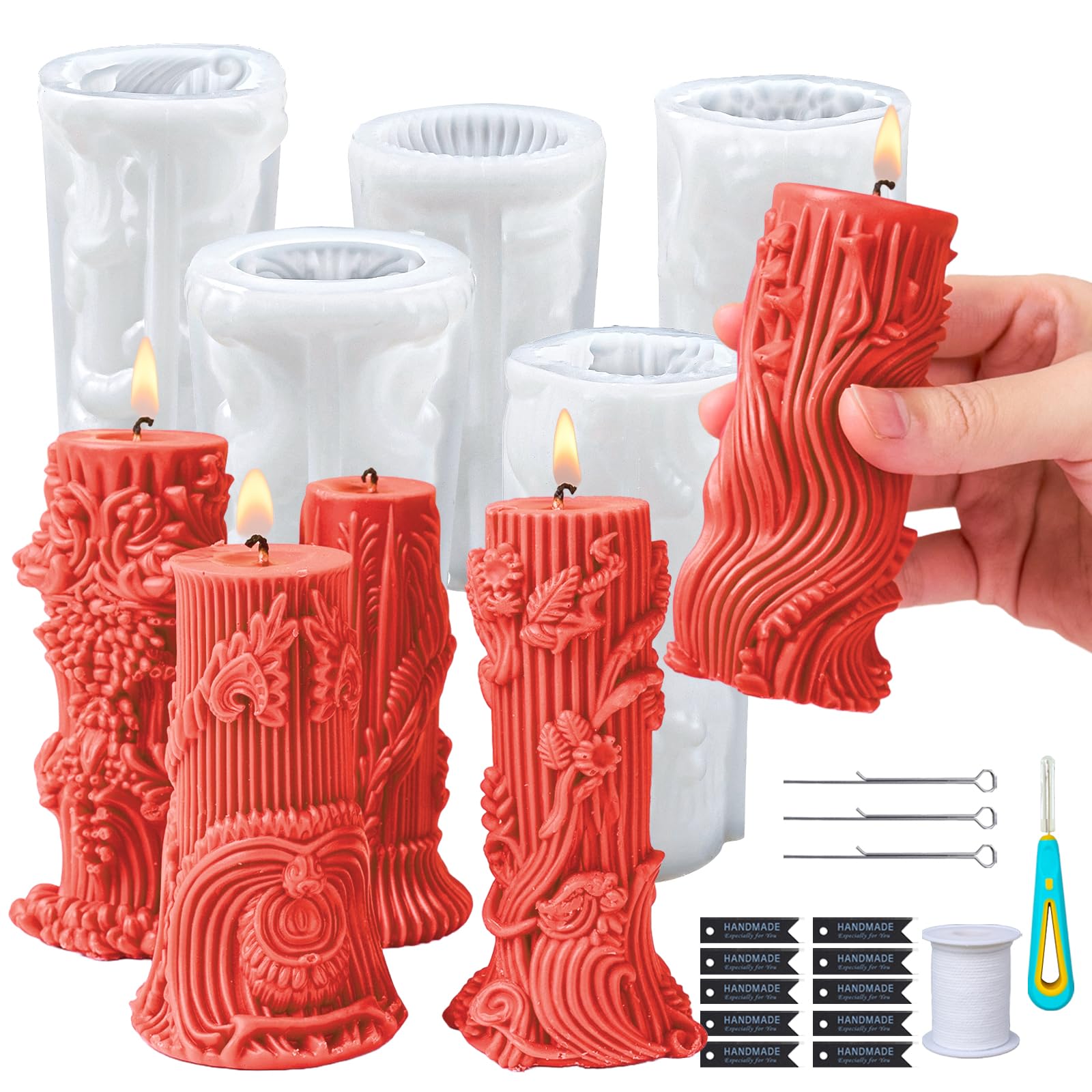 Amazon.com: Pillar Candle Mold for Candle Making Wax Molds 5 pcs Wave ...